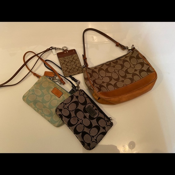 Coach | Bags | Coach Bundle Set Hand Bag Wrist Bag And Id | Poshmark